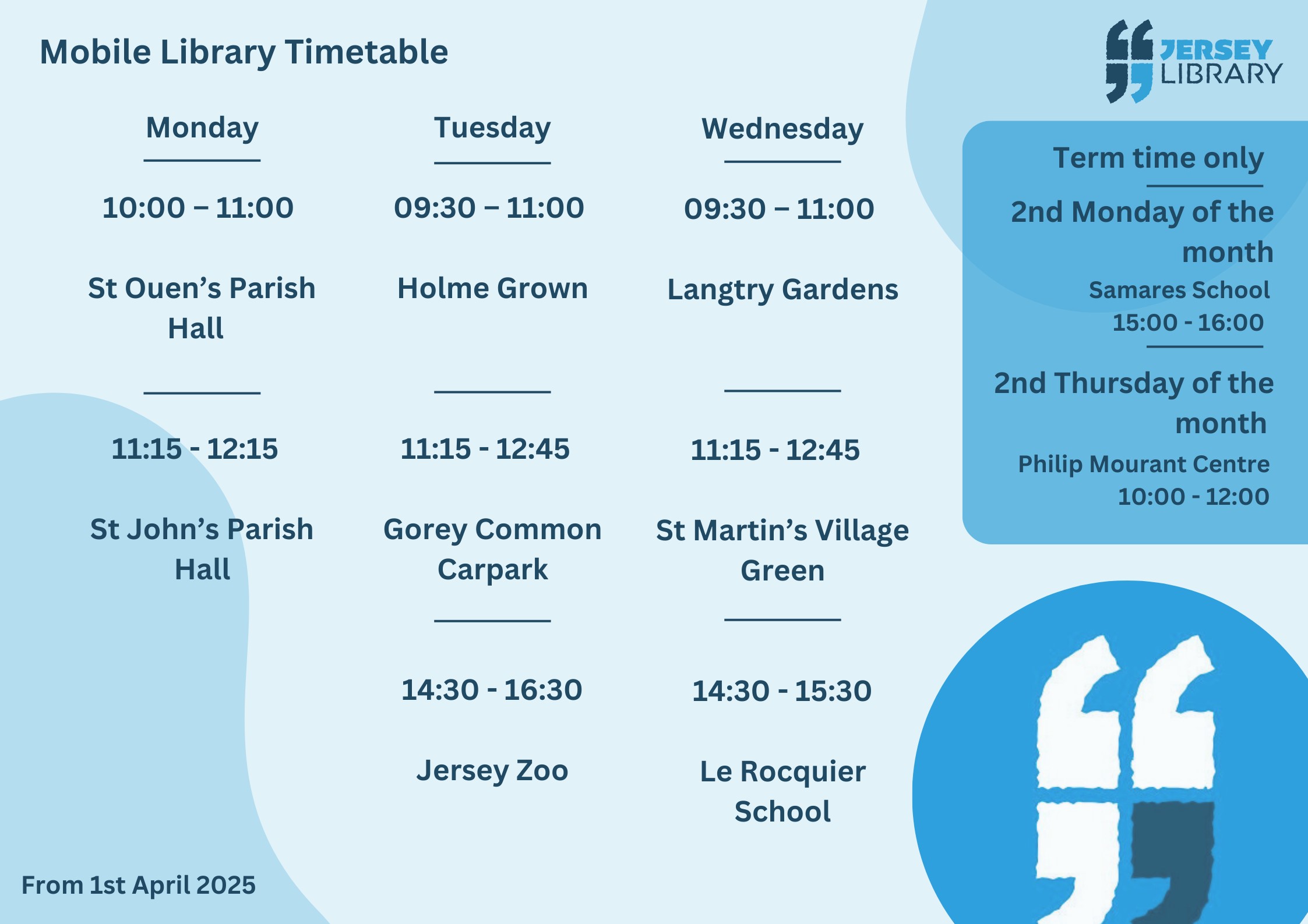 Mobile Library Timetable | Parish of St Martin